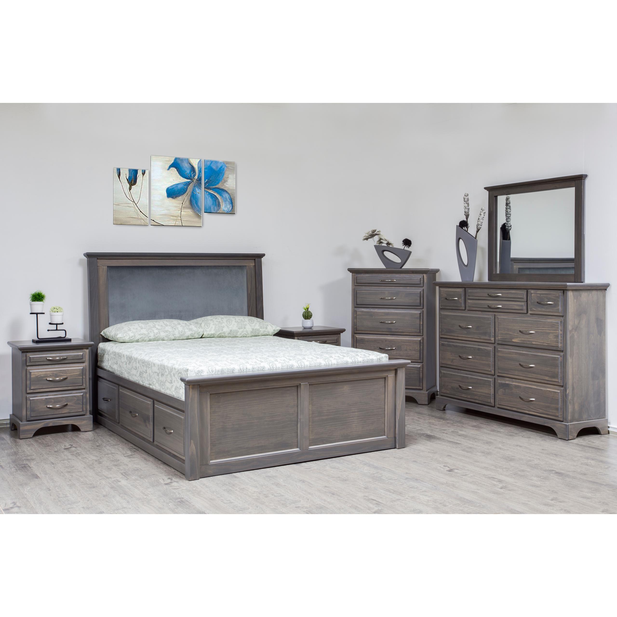 Mako Wood Furniture Symphony King Upholstered Panel Bed With Storage 2